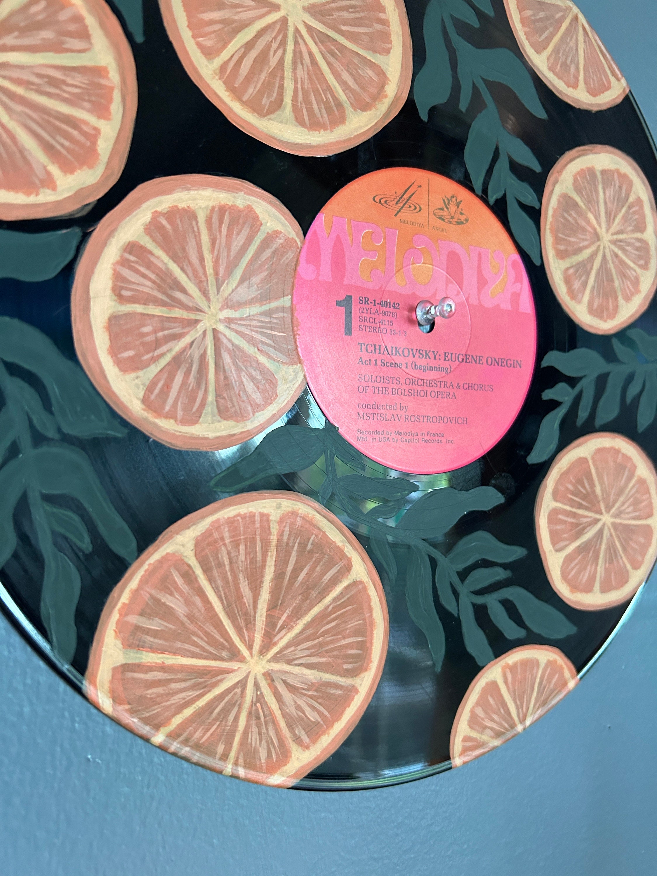 Vinyl Record Painting Citrus Oranges and Leaves - Etsy