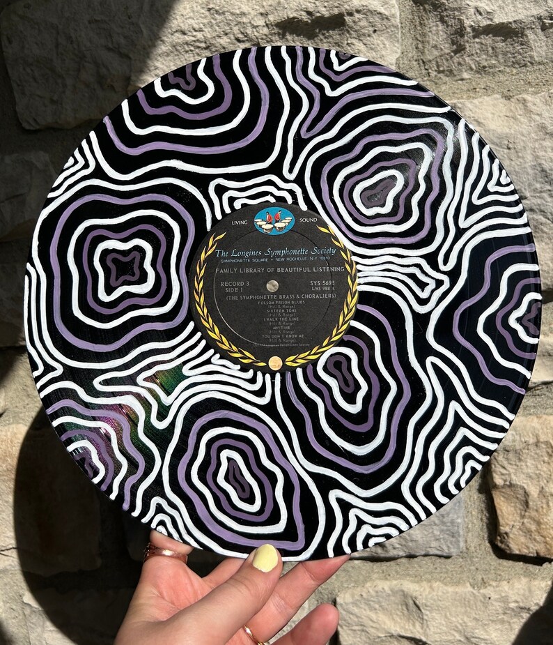 Vinyl Record Painting Wavy Monochromatic Purple Design - Etsy