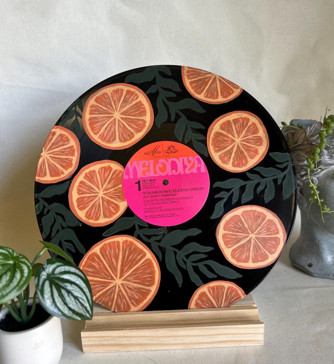 Vinyl Record Painting Citrus Oranges and Leaves - Etsy