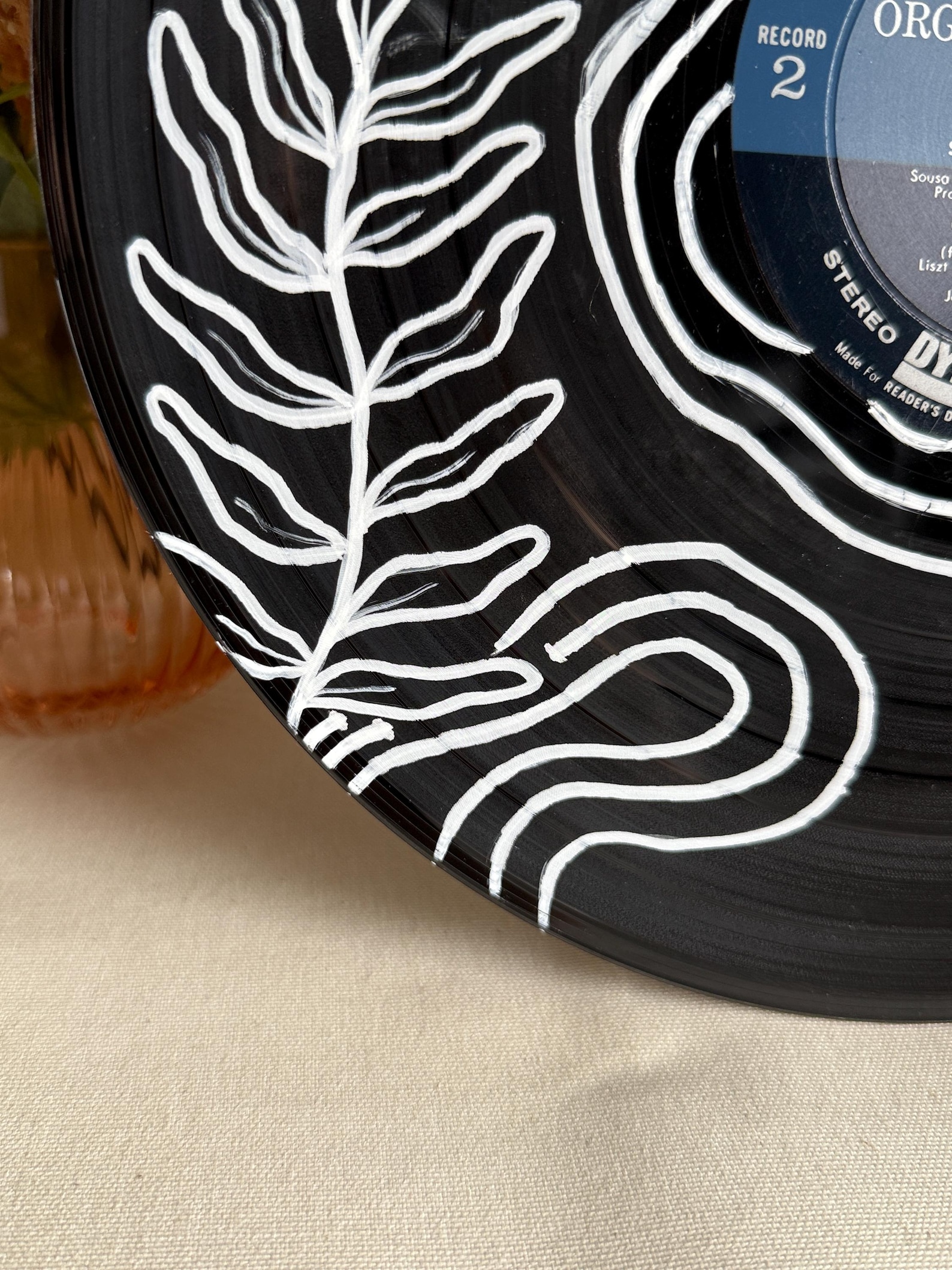 Wavy Lines and Leaf Stems on 12 Inch Vinyl Record - Etsy