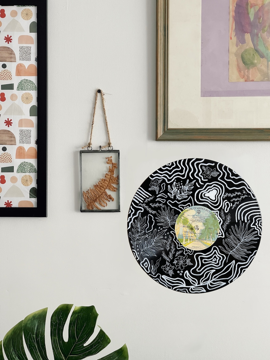 Floral Wave Design Painted Vinyl Record - Etsy