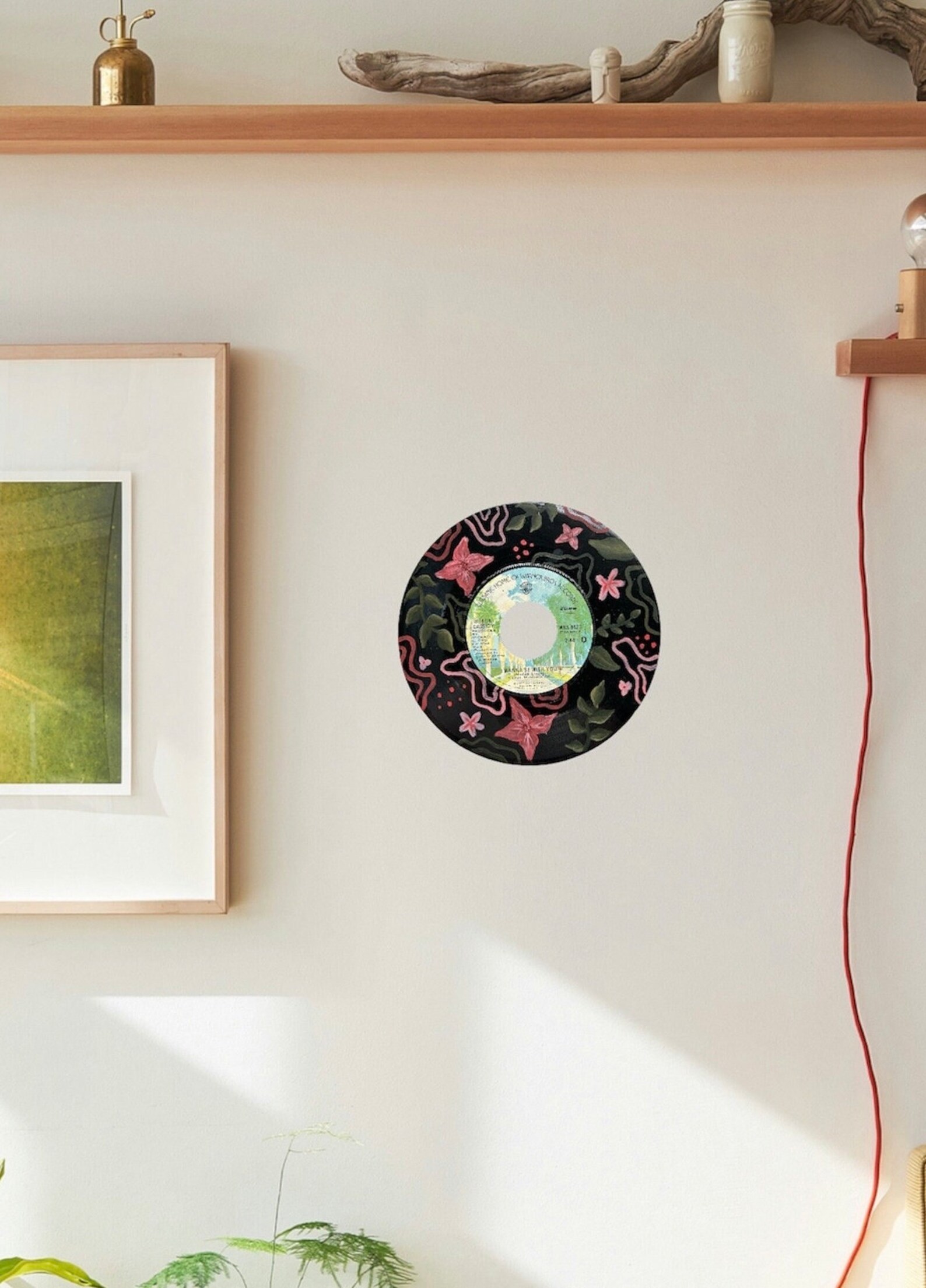 Painted Mini Vinyl Pink Flowers and Green Leaves - Etsy