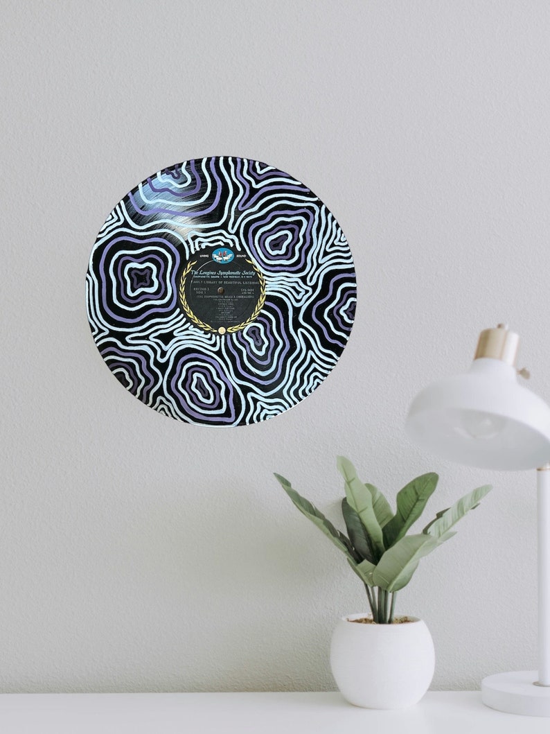 Vinyl Record Painting Wavy Monochromatic Purple Design - Etsy