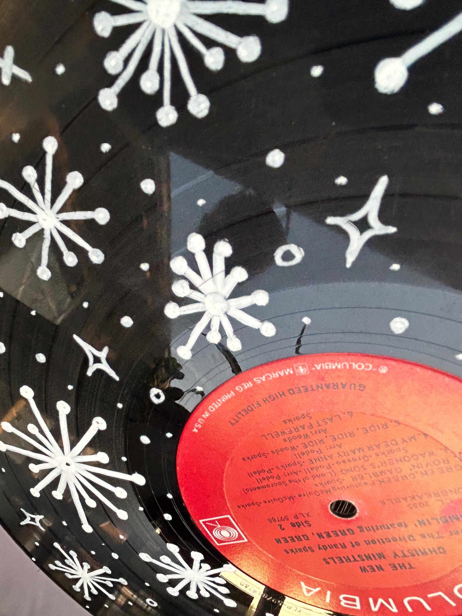 Painted Vinyl Record Retro Stars and Spots - Etsy