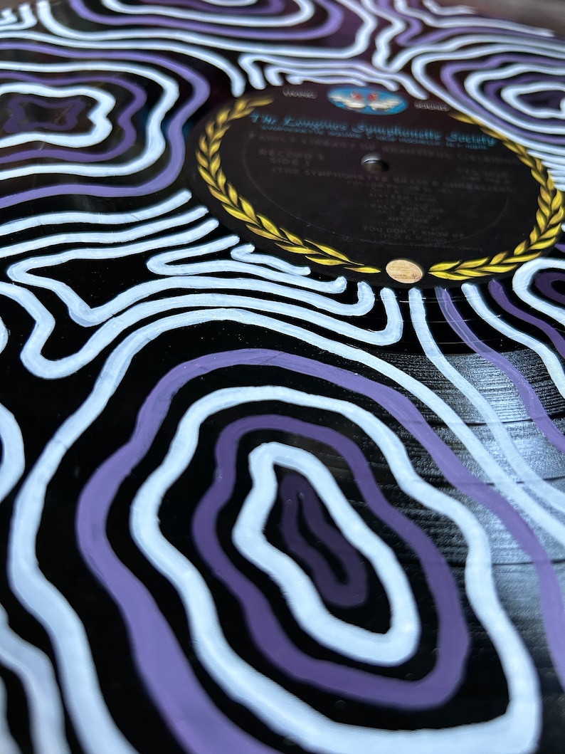 Vinyl Record Painting Wavy Monochromatic Purple Design - Etsy