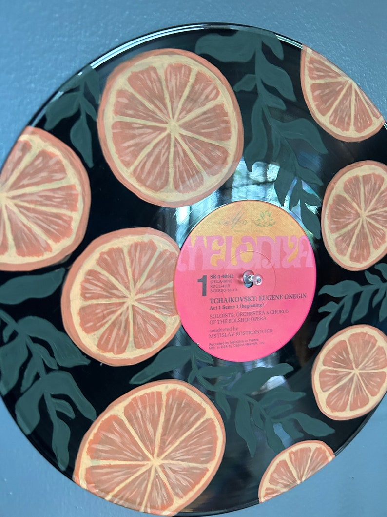 Vinyl Record Painting Citrus Oranges and Leaves - Etsy
