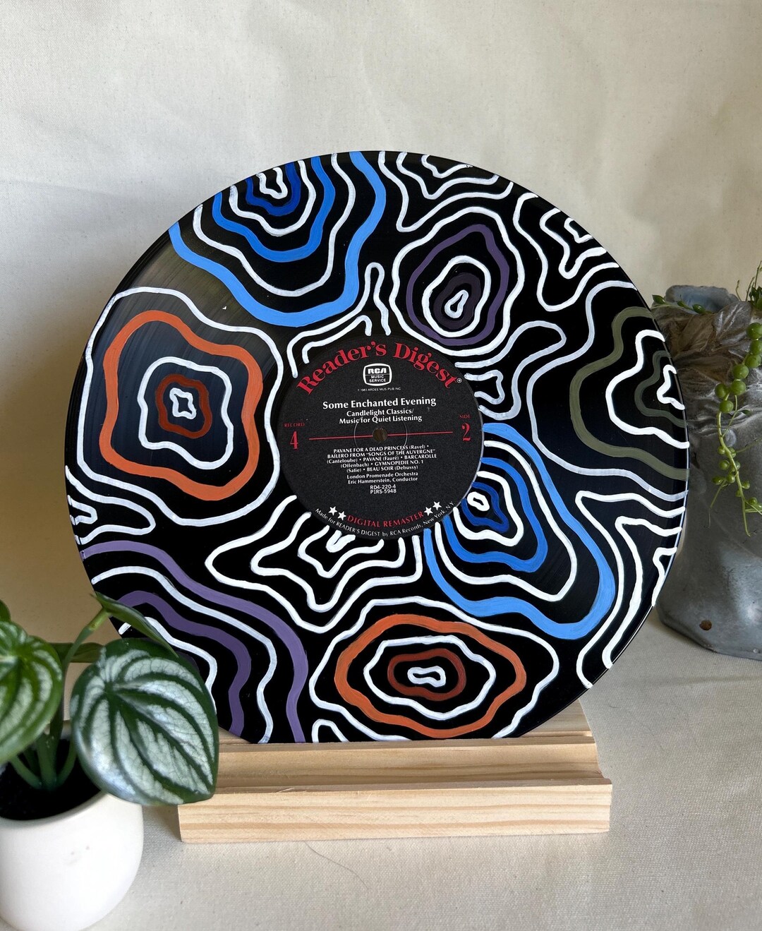 Painted Vinyl Record Handmade Vintage Art - Etsy