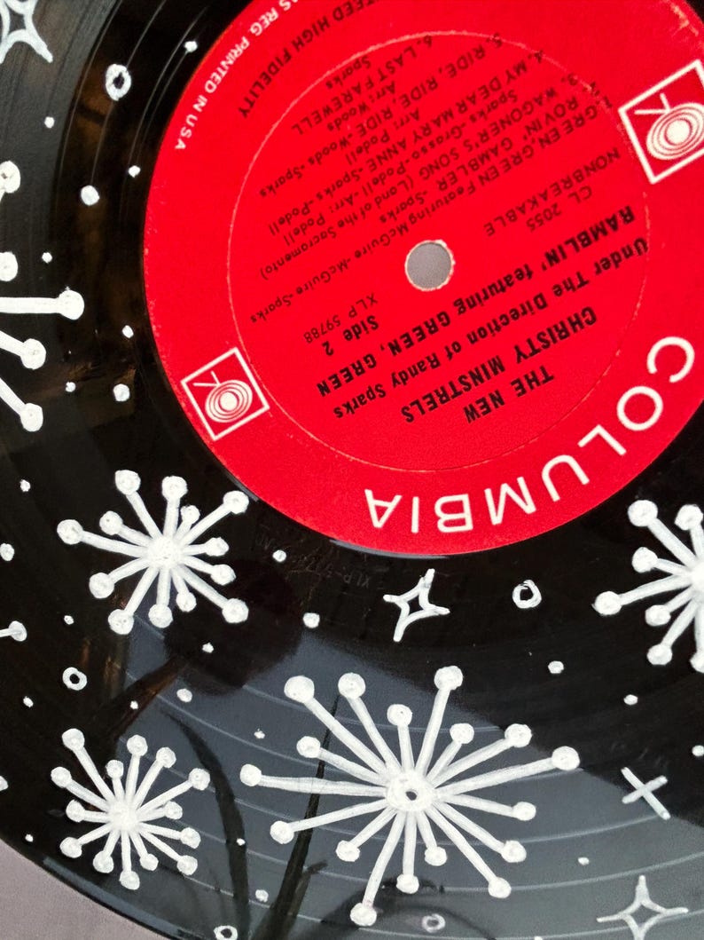Painted Vinyl Record Retro Stars and Spots - Etsy