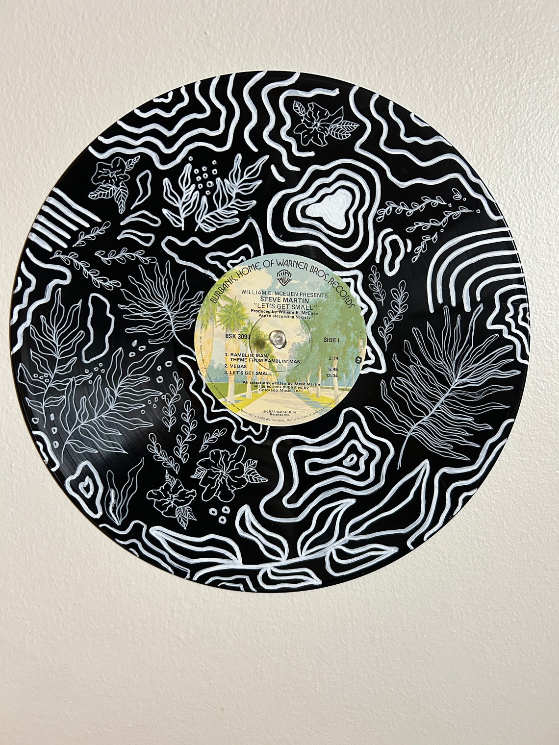 Floral Wave Design Painted Vinyl Record - Etsy