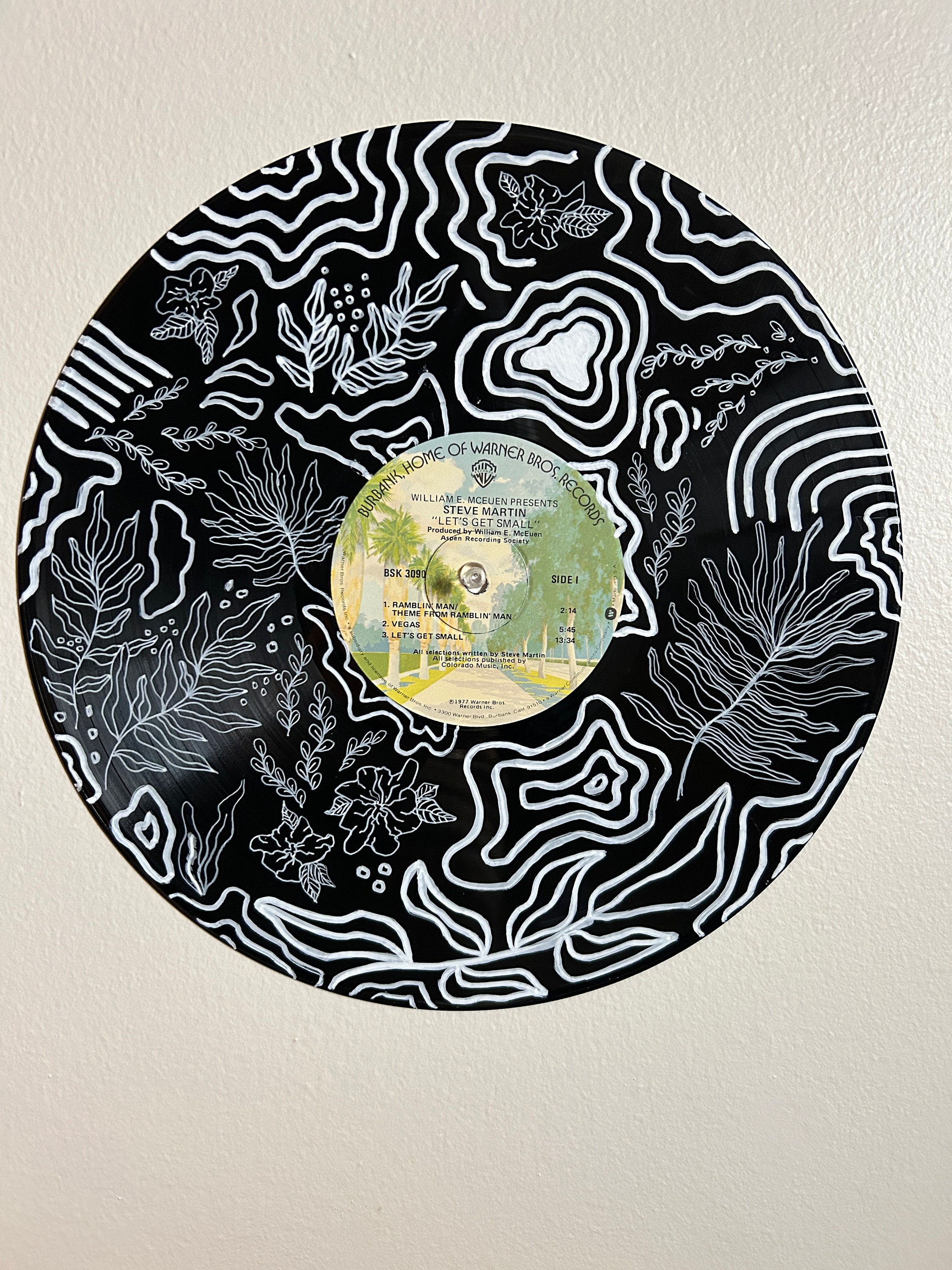 Floral Wave Design Painted Vinyl Record - Etsy