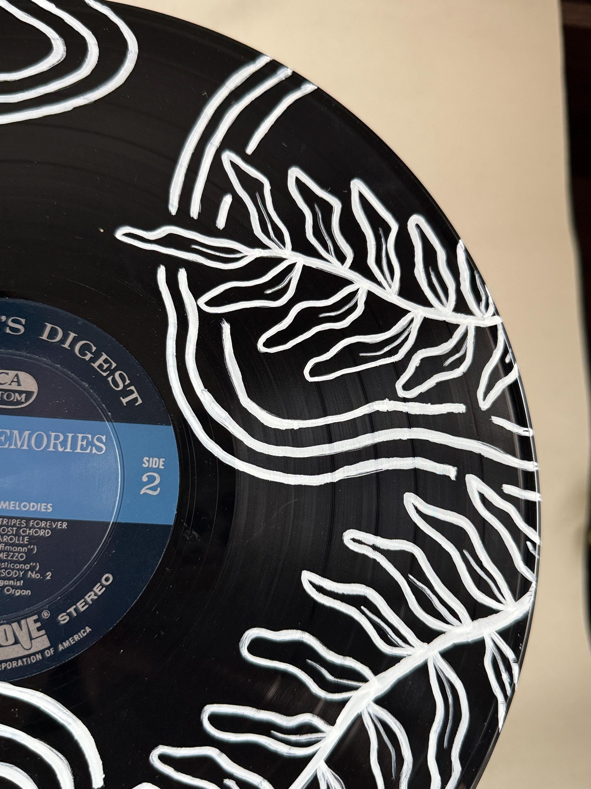 Wavy Lines and Leaf Stems on 12 Inch Vinyl Record - Etsy