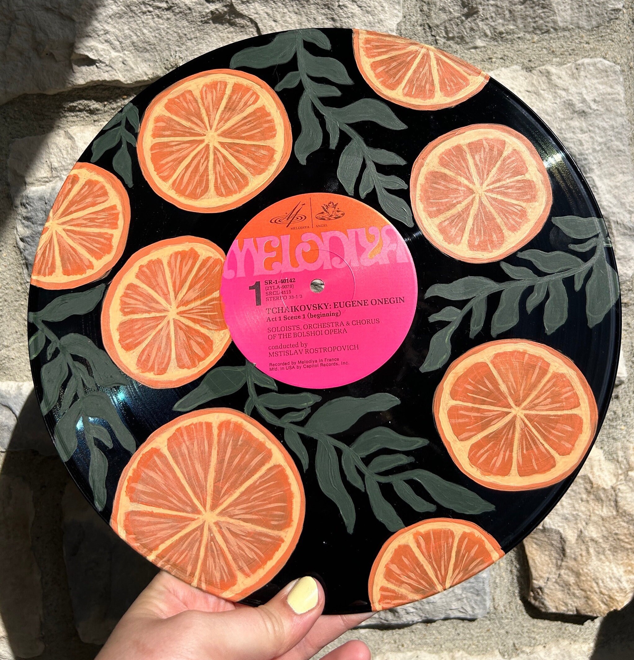 Vinyl Record Painting Citrus Oranges and Leaves - Etsy