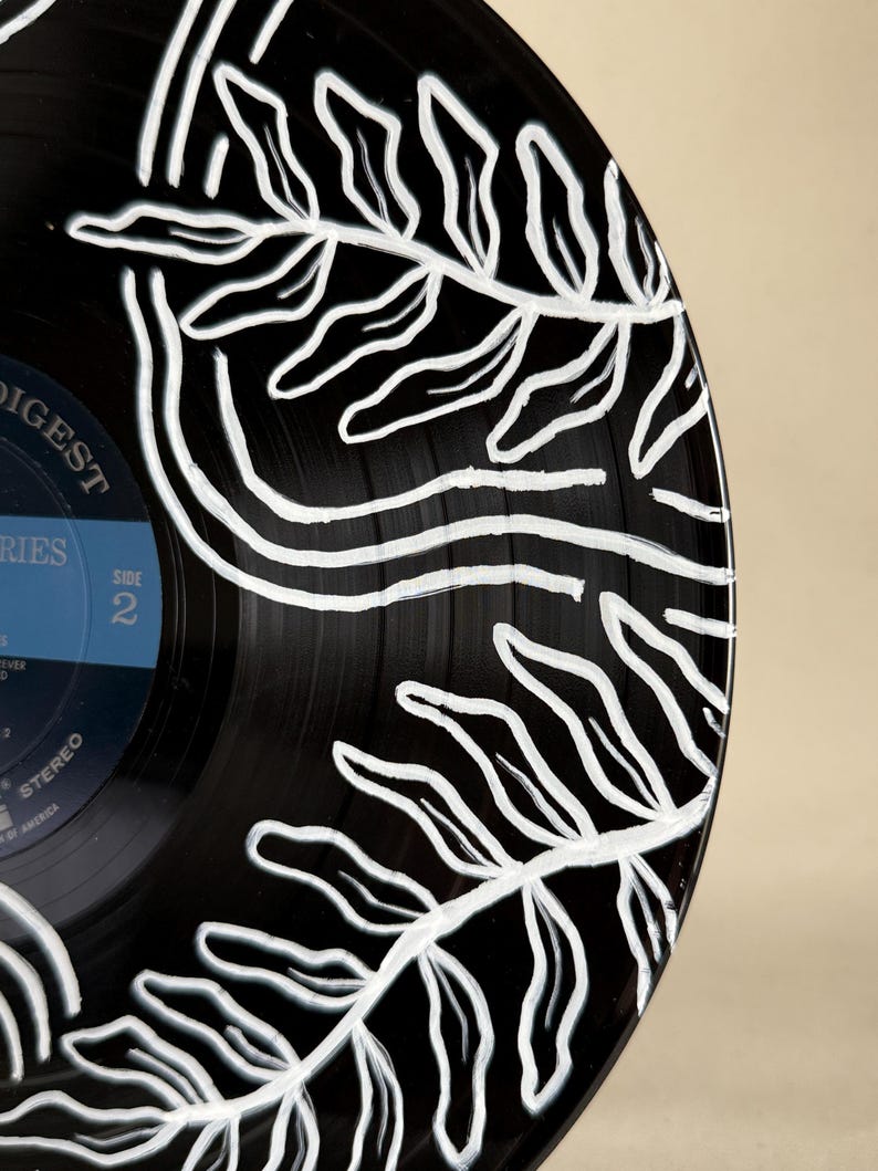 Wavy Lines and Leaf Stems on 12 Inch Vinyl Record - Etsy