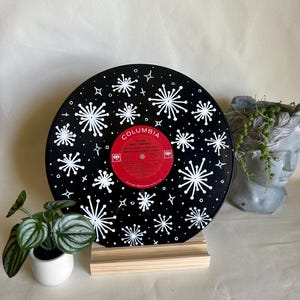 Painted Vinyl Record Retro Stars and Spots - Etsy