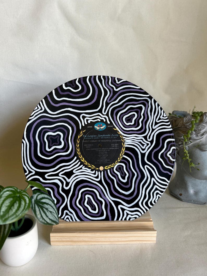 Vinyl Record Painting Wavy Monochromatic Purple Design - Etsy