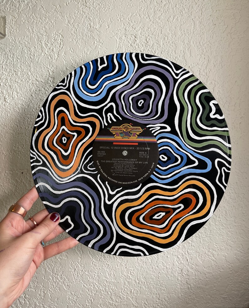 Painted Vinyl Record Handmade Vintage Art - Etsy