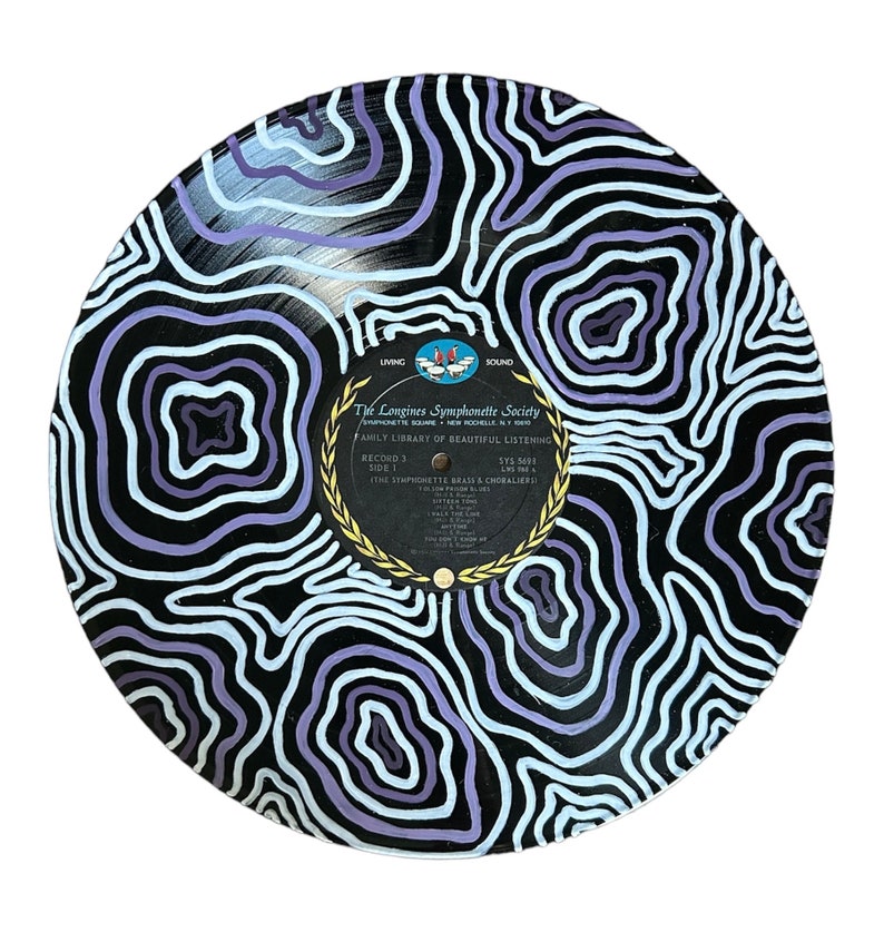 Vinyl Record Painting Wavy Monochromatic Purple Design - Etsy