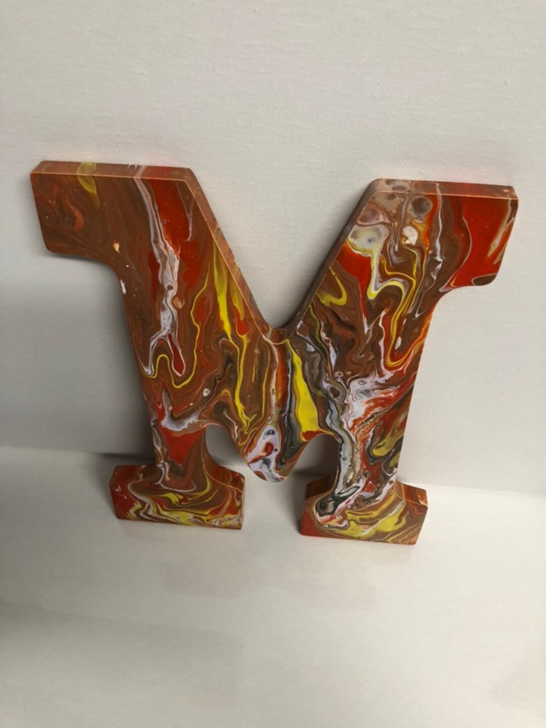 Initial Letter M on Acrylic Pour Paint - Etsy