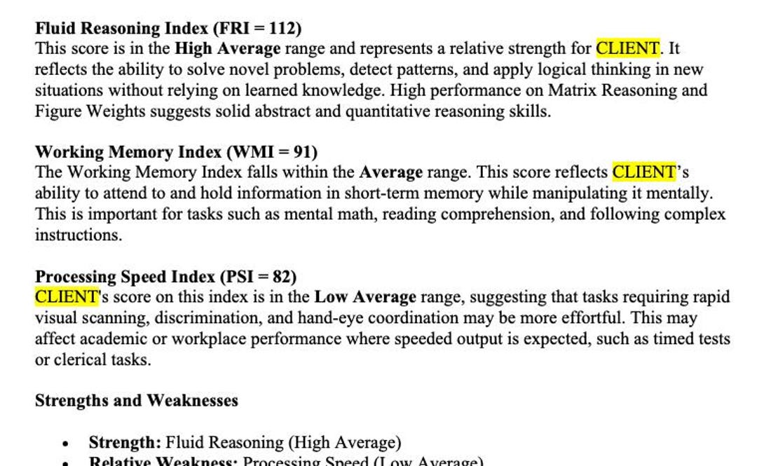 Wechsler Adult Intelligence Scales - Fifth Edition (WAIS-5) Report ...