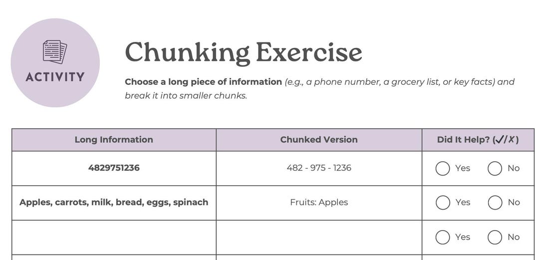 Working Memory – Executive Functioning Worksheets (5 Two-page ...
