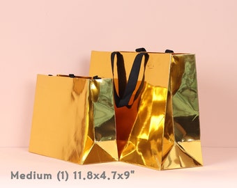 100 Pack Metallic Gold Gift Bags With Handles-wedding Guest - Etsy