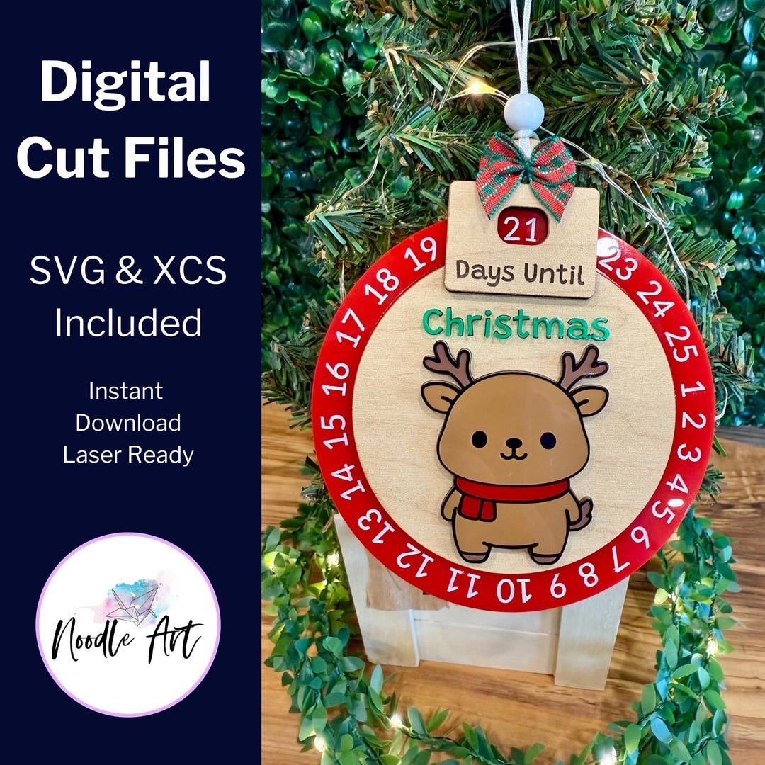 Christmas Countdown Spinner Ornament Reindeer – Premium Laser Cut File ...