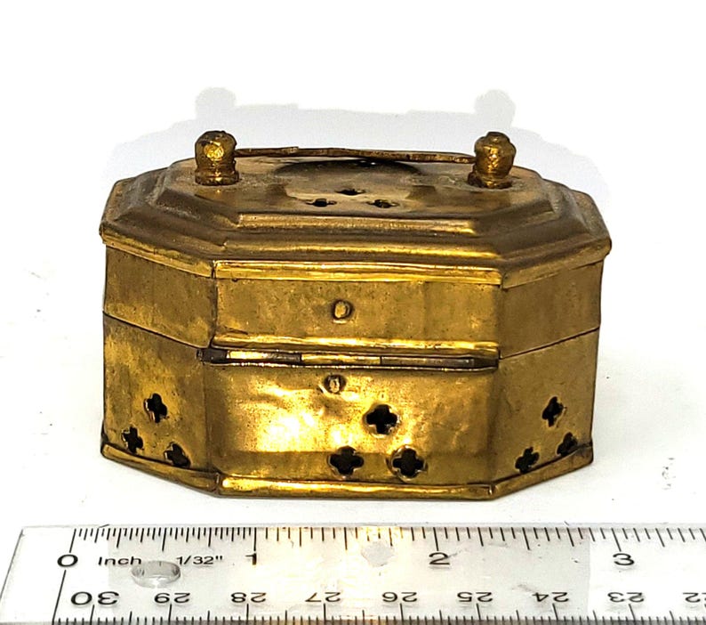 Box, Octagonal Brass Hinged Trinket Box - Etsy