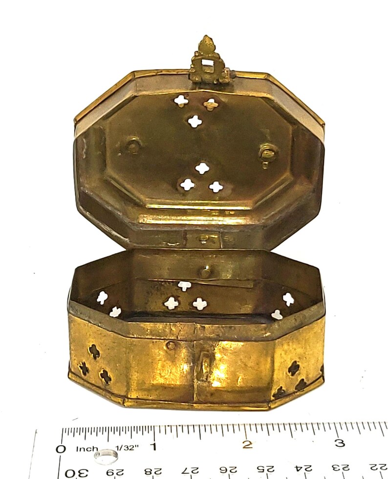 Box, Octagonal Brass Hinged Trinket Box - Etsy