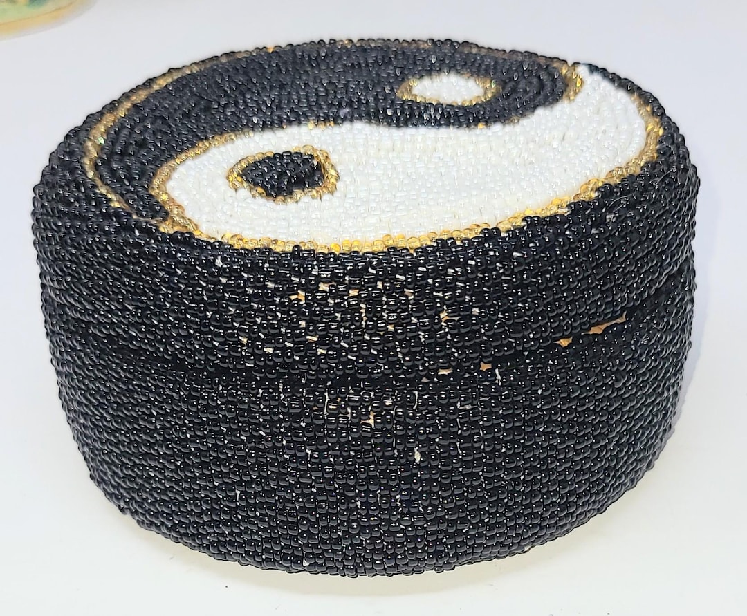Trinket Box, Bali Beaded: Indonesian Miniature Basket With Yin Yang - Etsy