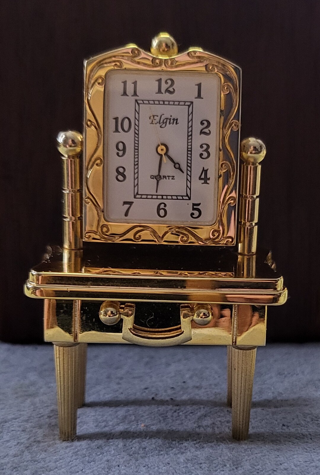Clock, Elgin Miniature Vanity Table Clock - Etsy