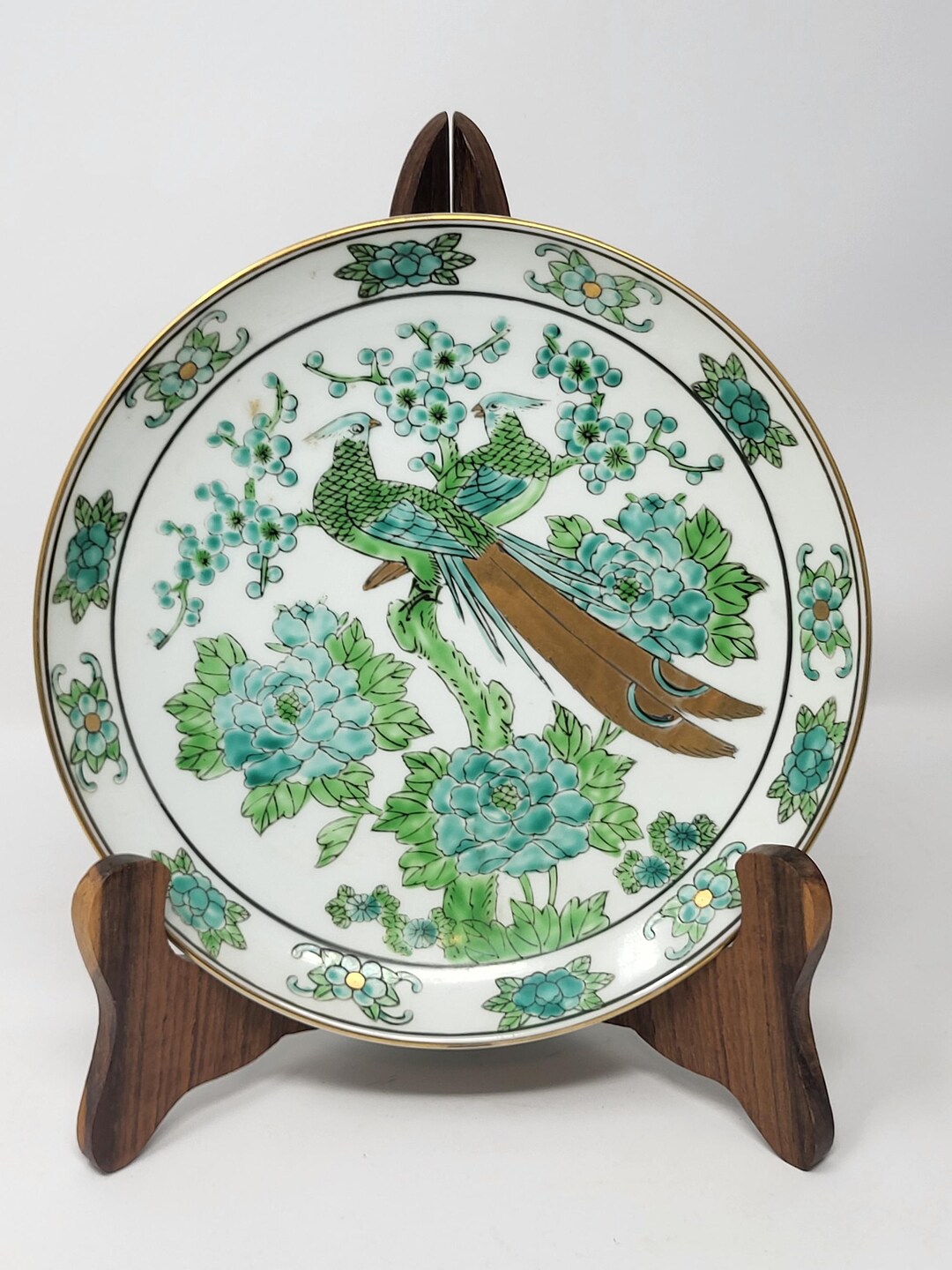 Plate, Pheasants by Gold Imari Hand Painted Porcelain Plate, Japanese ...