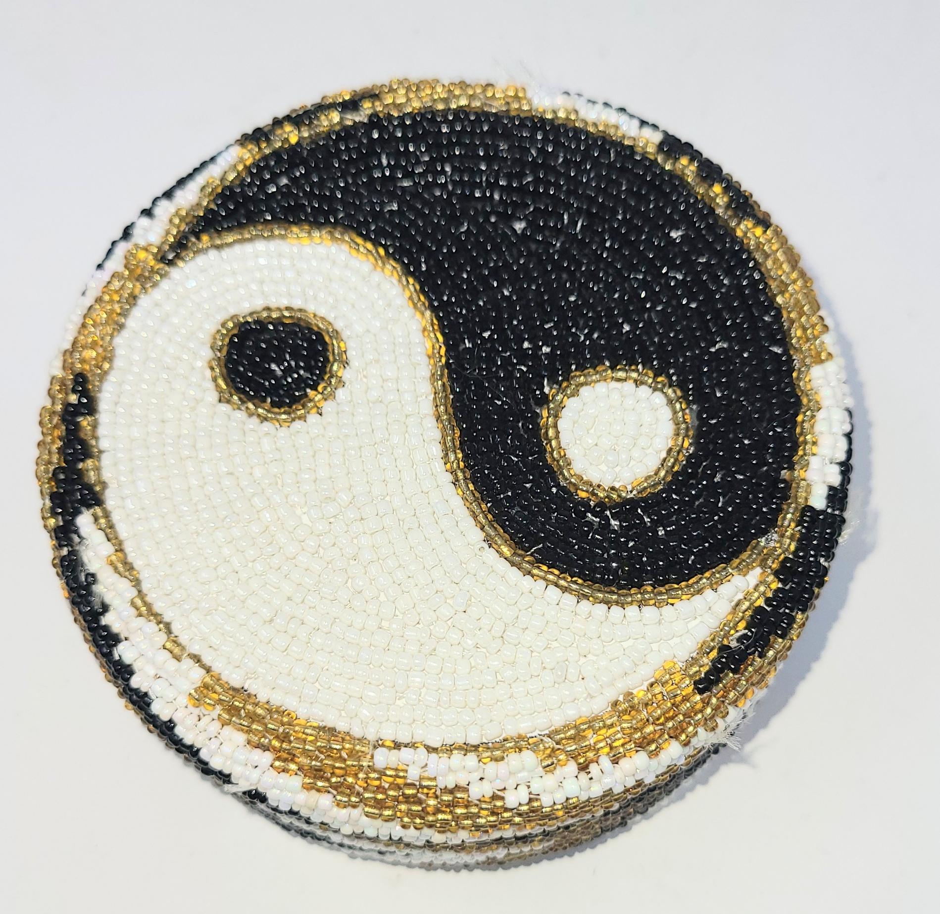 Trinket Box, Bali Beaded: Indonesian Miniature Basket With Yin Yang - Etsy