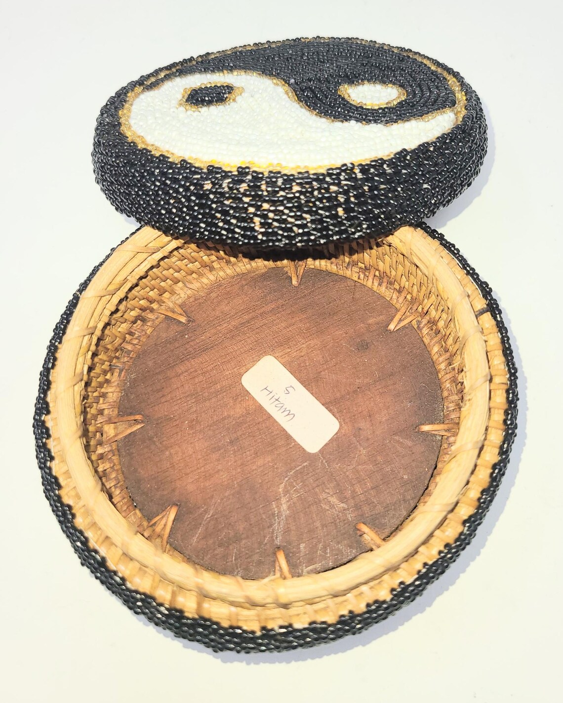 Trinket Box, Bali Beaded: Indonesian Miniature Basket With Yin Yang - Etsy