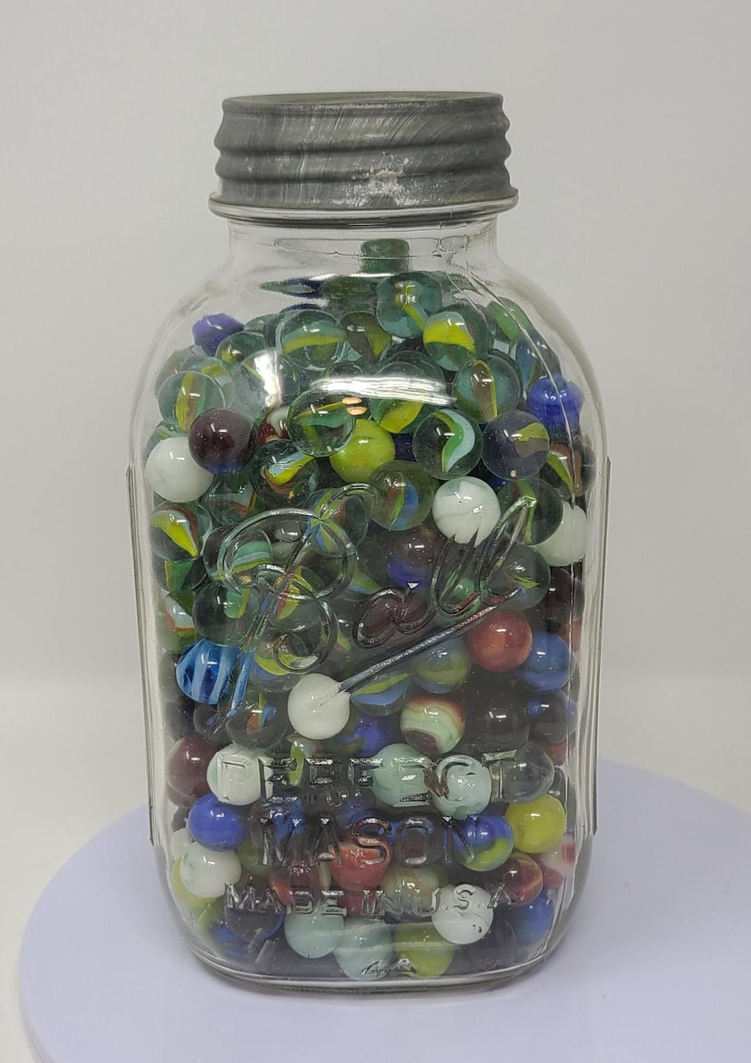 Jar of Marbles, Assorted Marbles in a Mason Ball Jar With Lid - Etsy