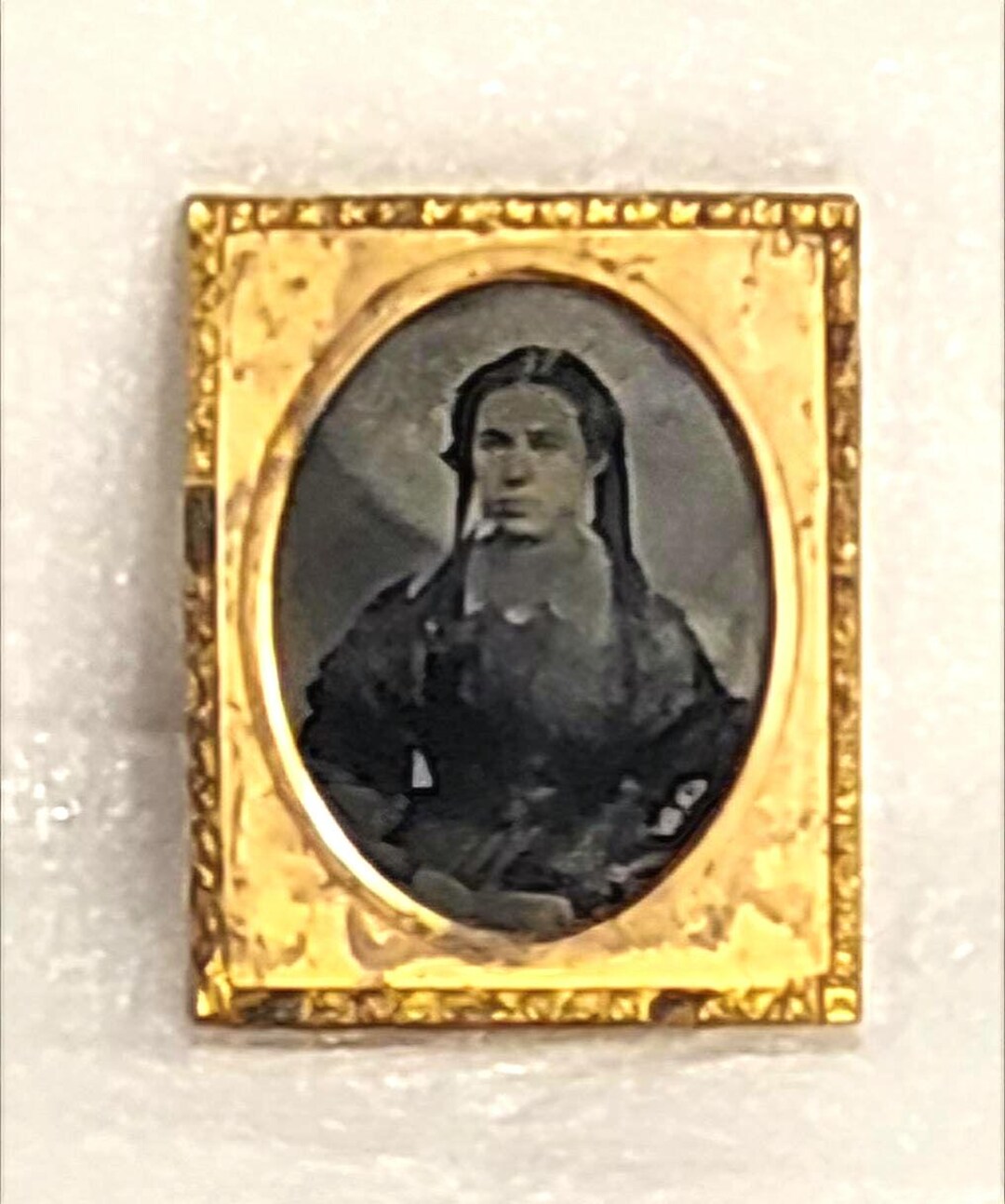 Art, Photo of Woman, Metal Tin Framing, 19th Century, Daguerreotype or ...