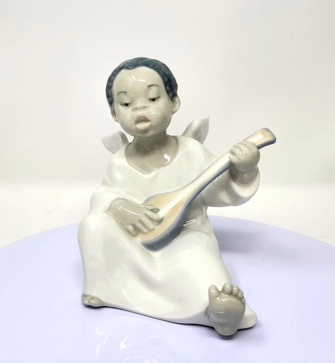 Lladro "angel" (with Lute) #4537, Black Legacy Collection, Matte Finish ...