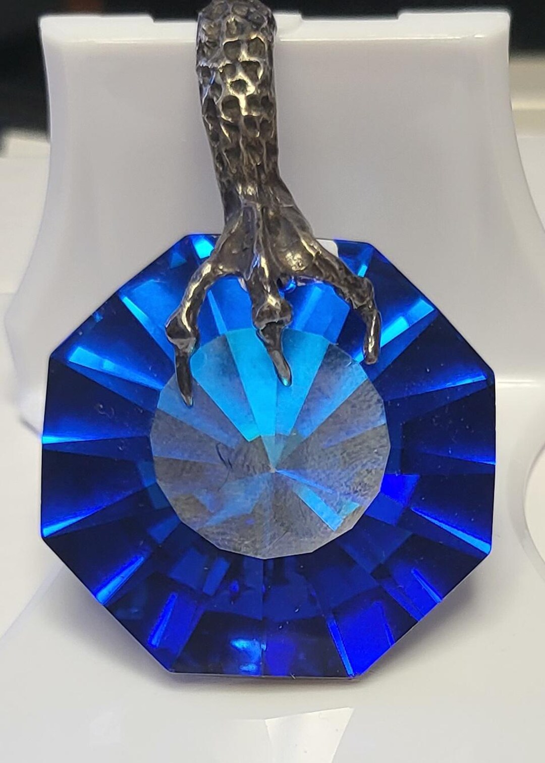 Jewelry, Pendant, Dragon Claw Holding Blue Prism Octagonal Crystal - Etsy