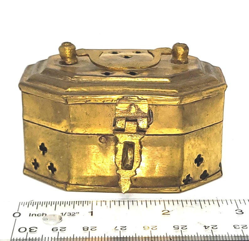 Box, Octagonal Brass Hinged Trinket Box - Etsy