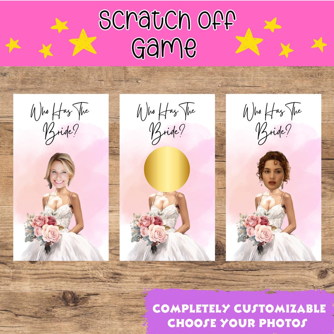 Printed Who Has the Bride Scratch off Game, Bach Party Game ...