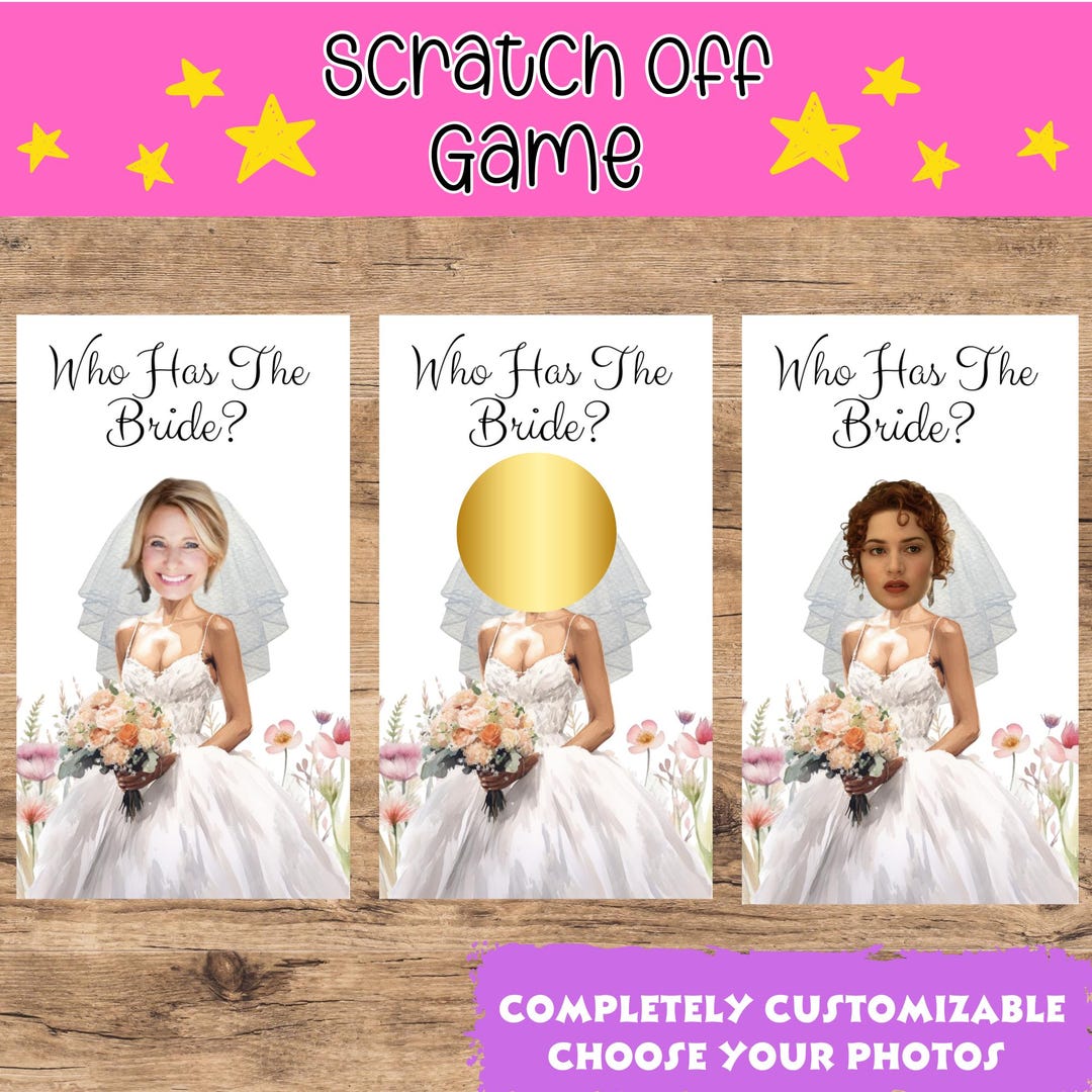 Printed Who Has the Bride Scratch off Game, Bach Party Game ...