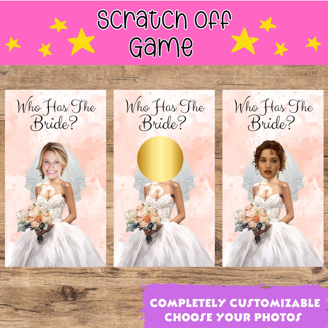 Printed Who Has the Bride Scratch off Game, Bach Party Game ...