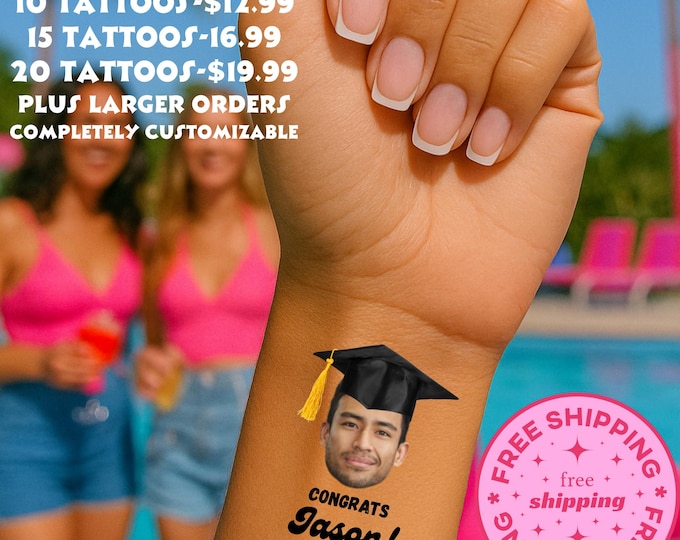 Custom Graduation Tattoos - Grad Cap, Class of 2025, Congrats Grad ...
