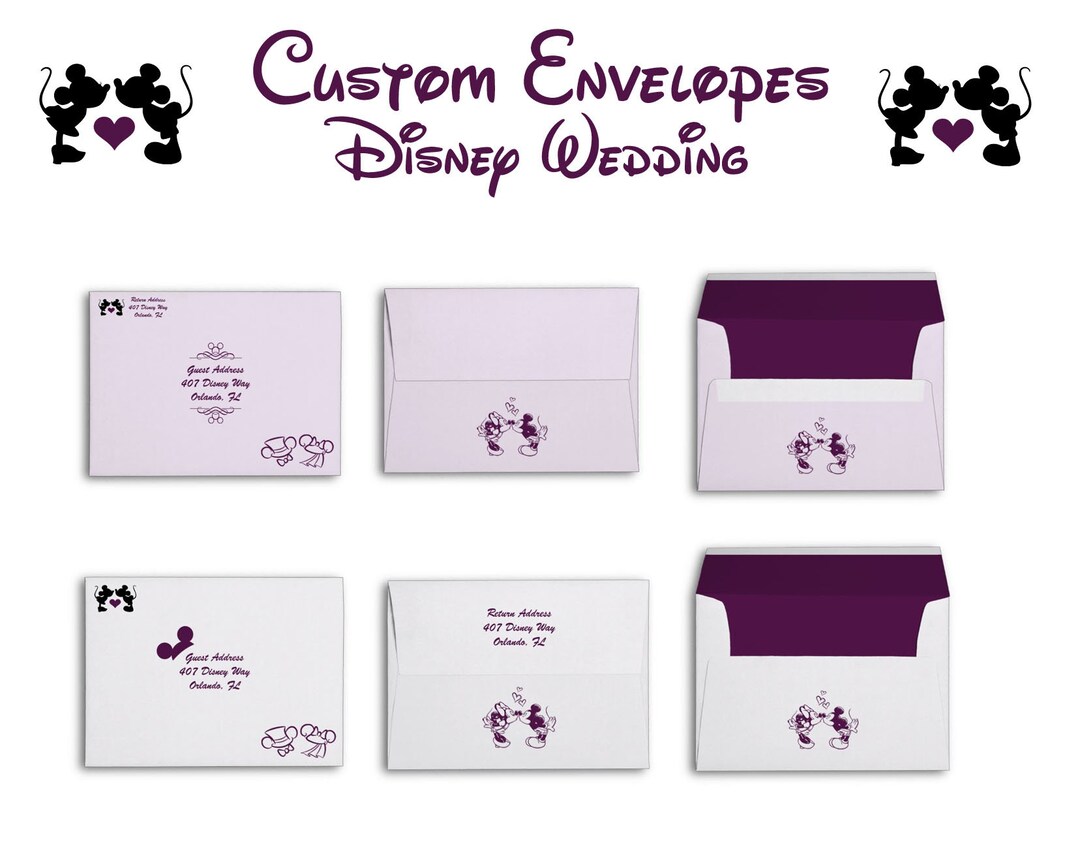 Custom DISNEY Mickey Wedding / Party Invitation Envelopes With Return ...