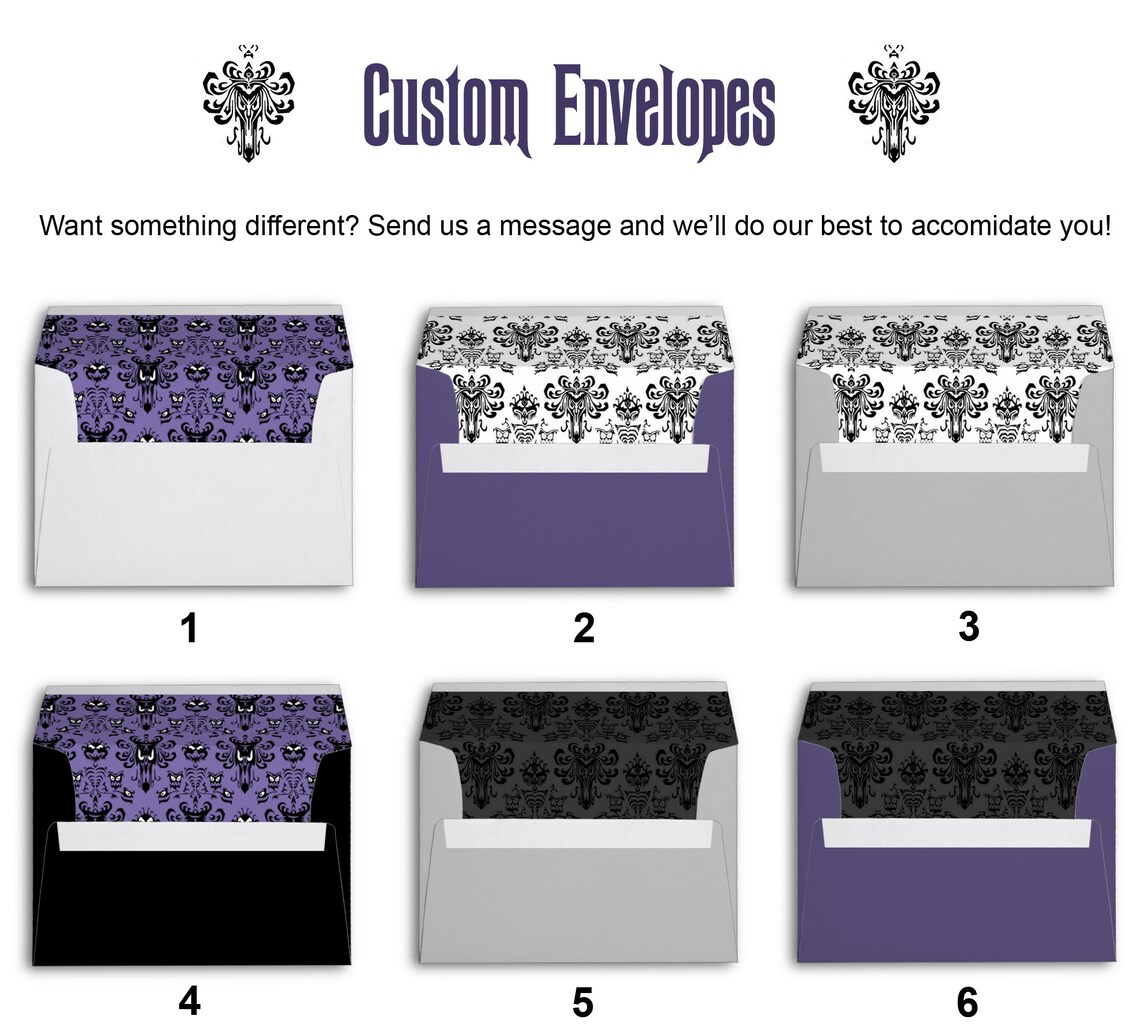 Custom DISNEY'S HAUNTED MANSION Wedding / Party Invitation Envelopes ...