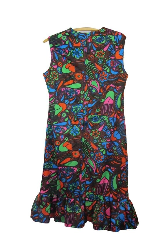 1970s Mod Shift Dress with One Button Front and Long … - Gem