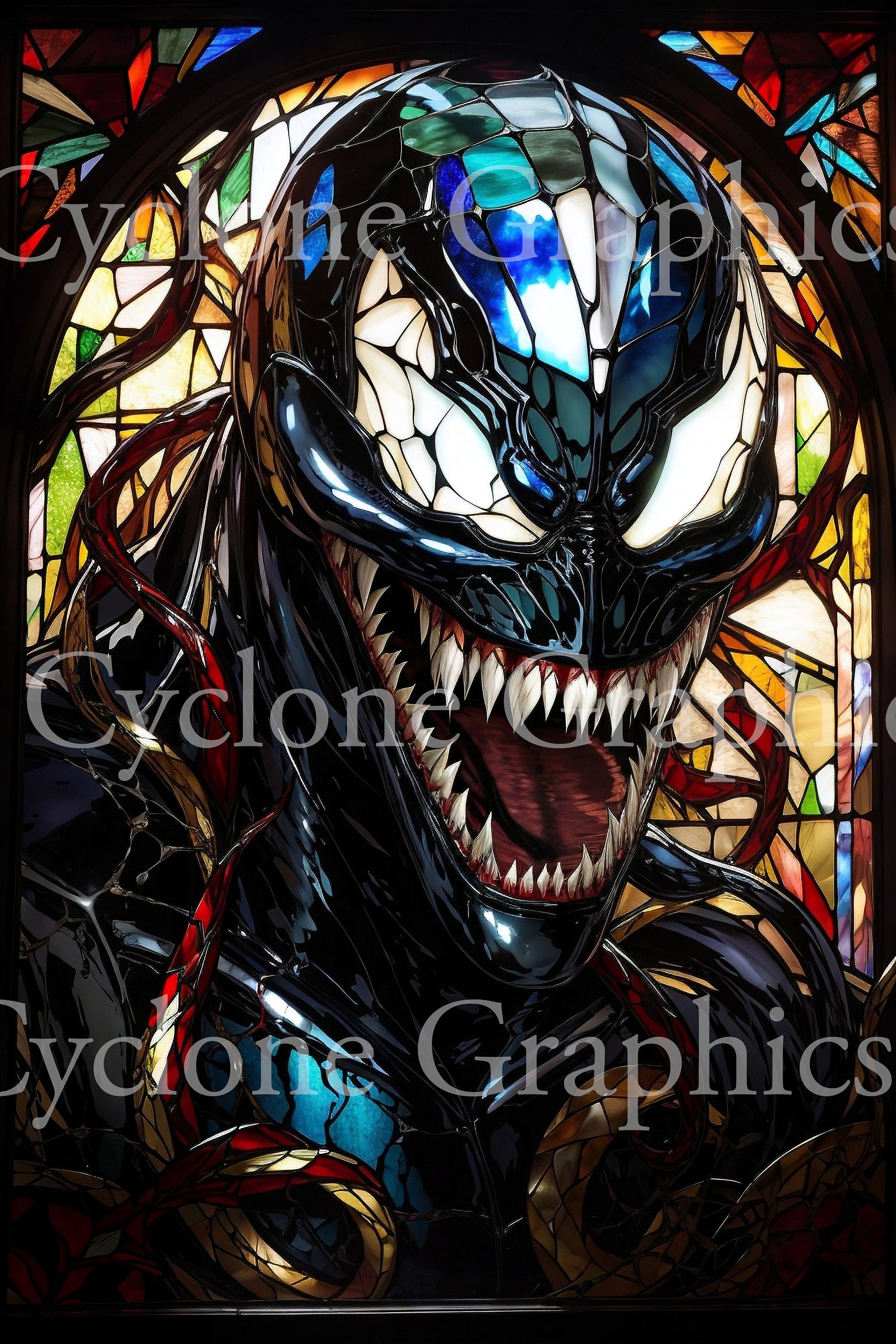 Venom Stained Glass Portrait, Wall Art, Digital Print, Super Hero ...