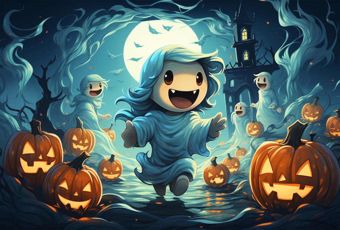 Printable Cartoon Halloween Art Prints / Digital Download / 5 Images - Etsy