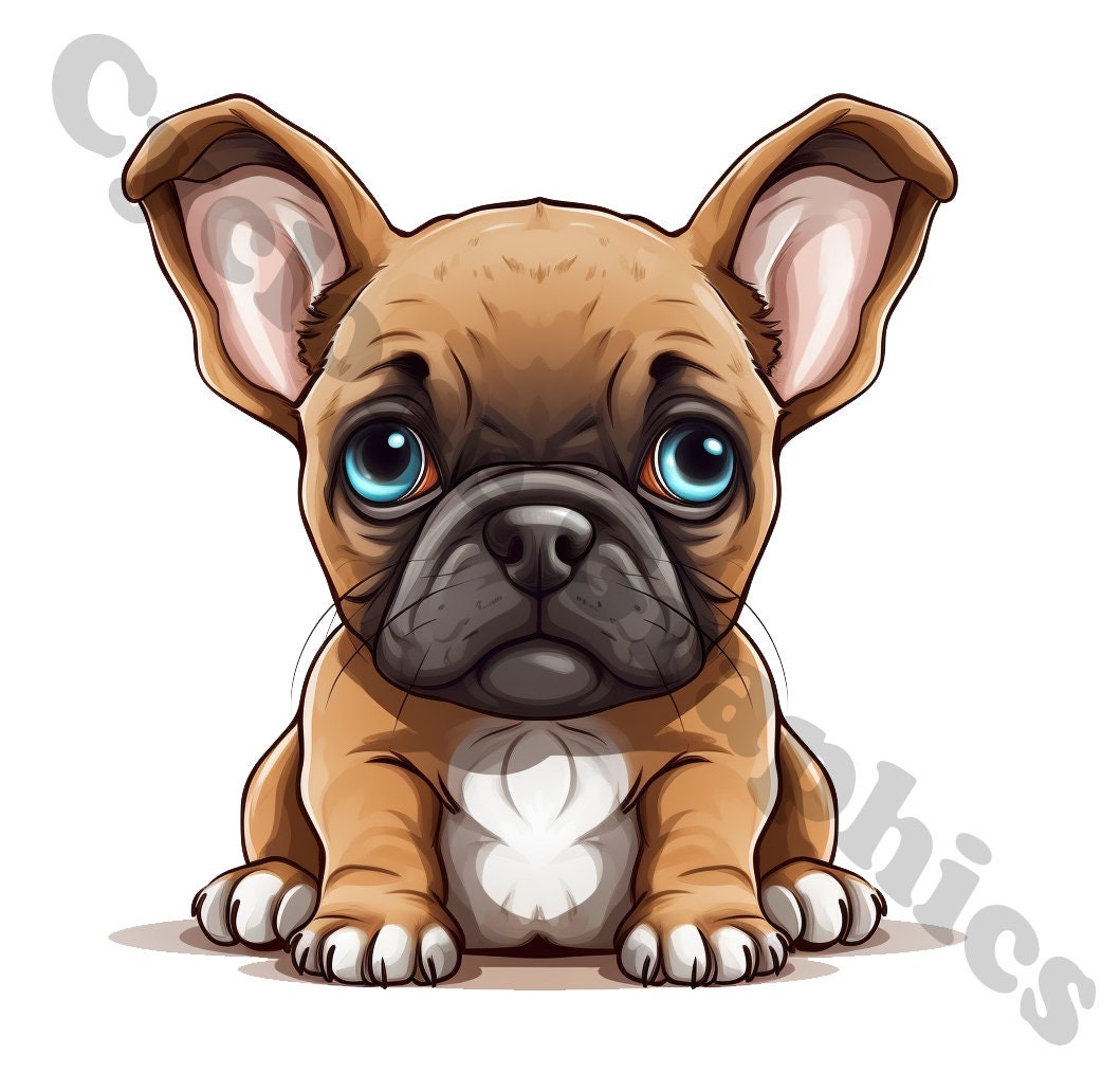12 French Bulldogs, Cute Little Animal Clipart, Frenchies, Cartoon ...