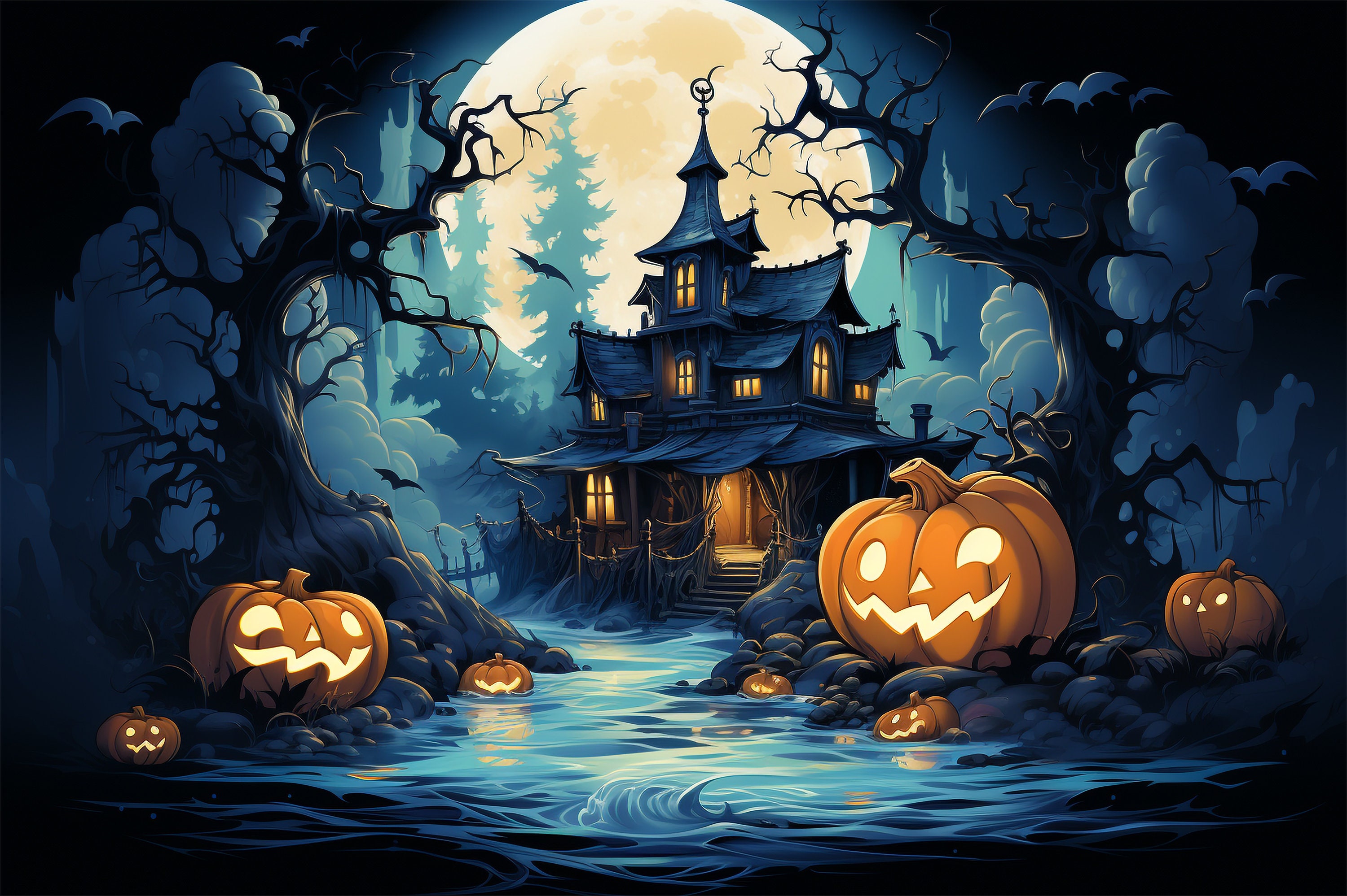 Printable Cartoon Halloween Art Prints / Digital Download / 5 Images - Etsy