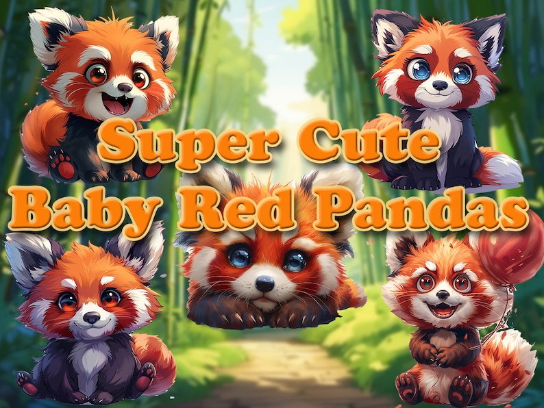 20 Super Cute Red Pandas Clipart, Nursery Decor Baby Red Panda ...